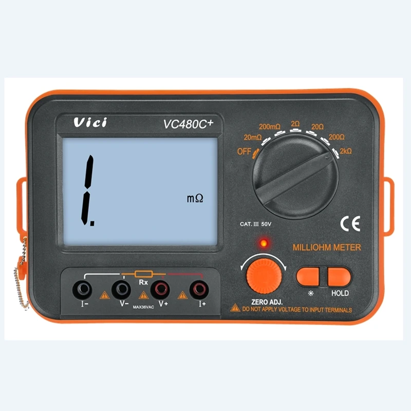 3 1/2 Digital Milli-ohm Meter VC480C+ LCD Backlit 4 Wire Test Low ...