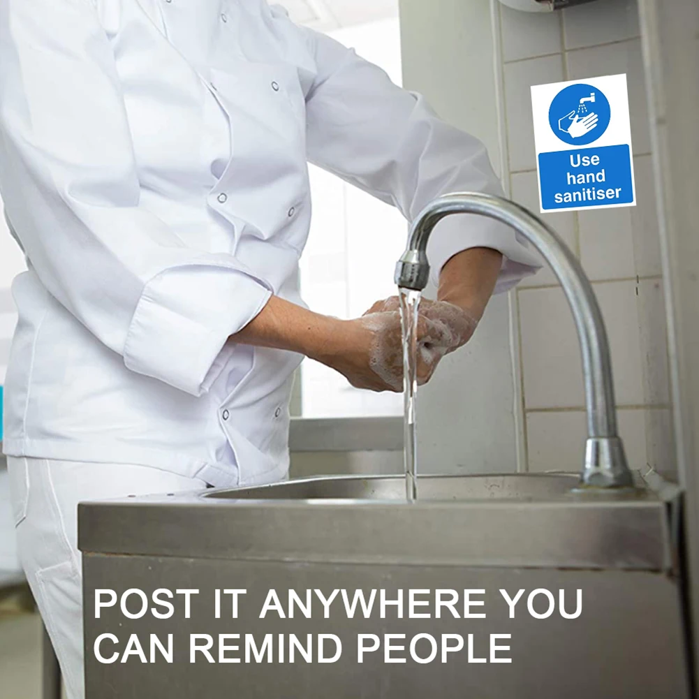 5 PCS Use Hand Sanitiser Sign Self-Adhesive Vinyl Sticker Clearest ...