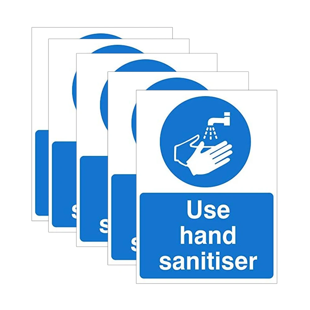 5 PCS Use Hand Sanitiser Sign Self-Adhesive Vinyl Sticker Clearest ...