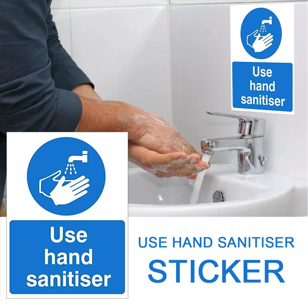 5 PCS Use Hand Sanitiser Sign Self-Adhesive Vinyl Sticker Clearest ...