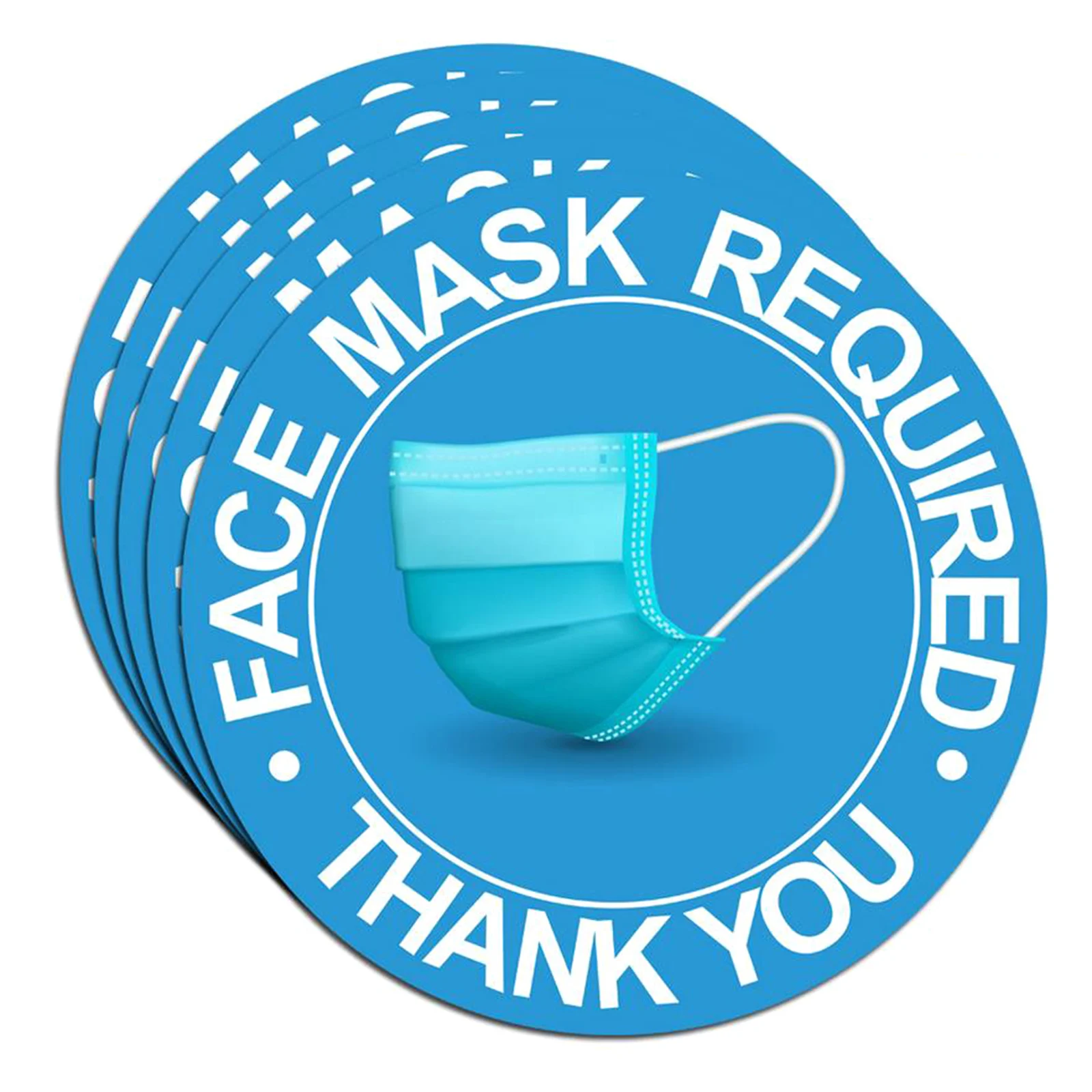 5 Pieces/lot Wall Stickers Face Mask Slogan Floor Decals Safety Signs ...