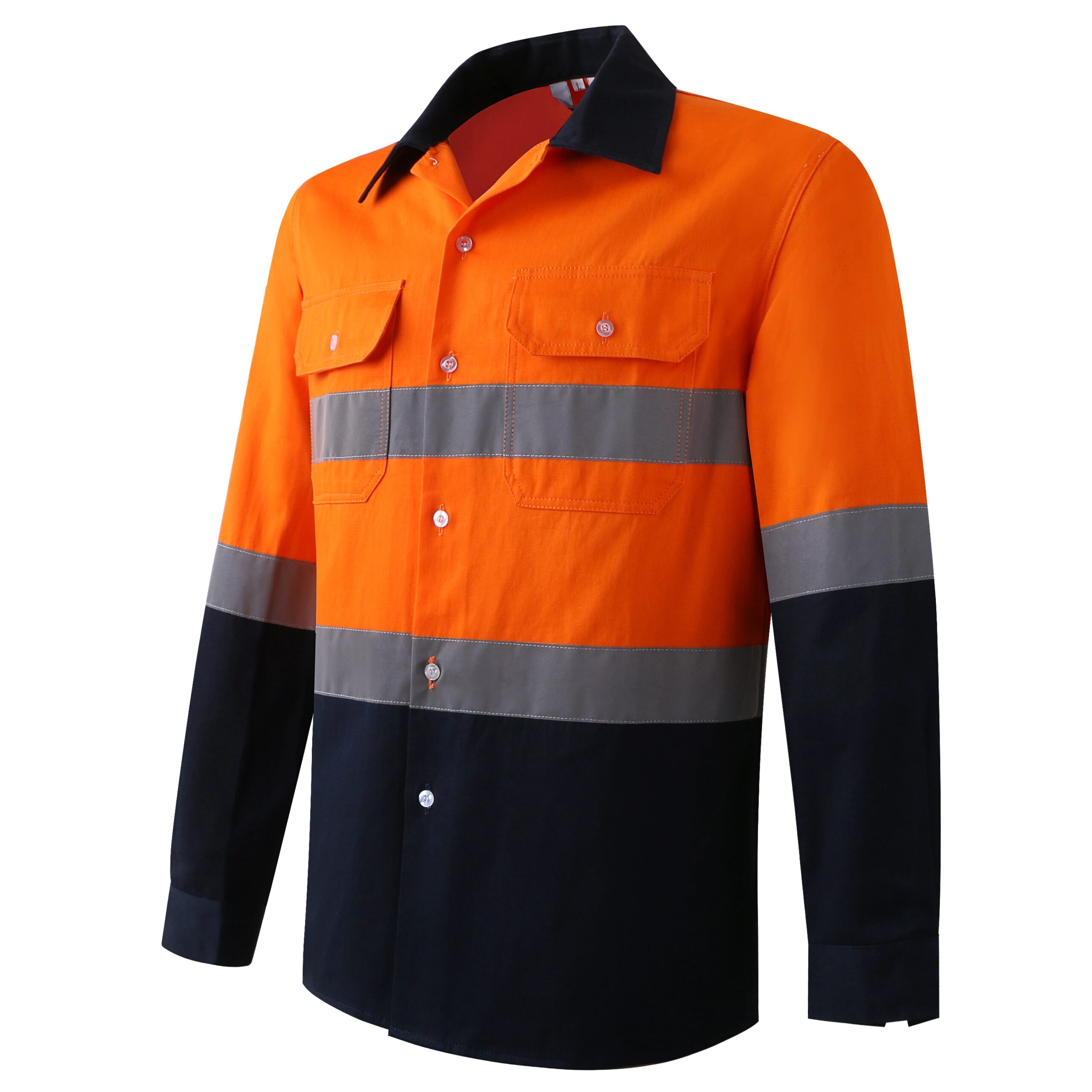 AS/NZS Australian Miner Hi Vis Button Work Shirt for Men Reflective ...