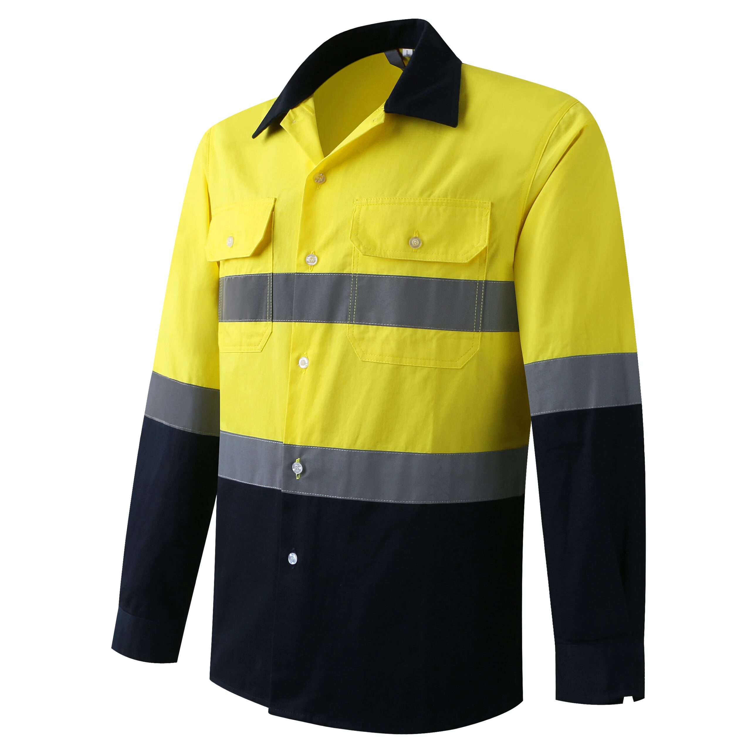 AS/NZS Australian Miner Hi Vis Button Work Shirt for Men Reflective ...