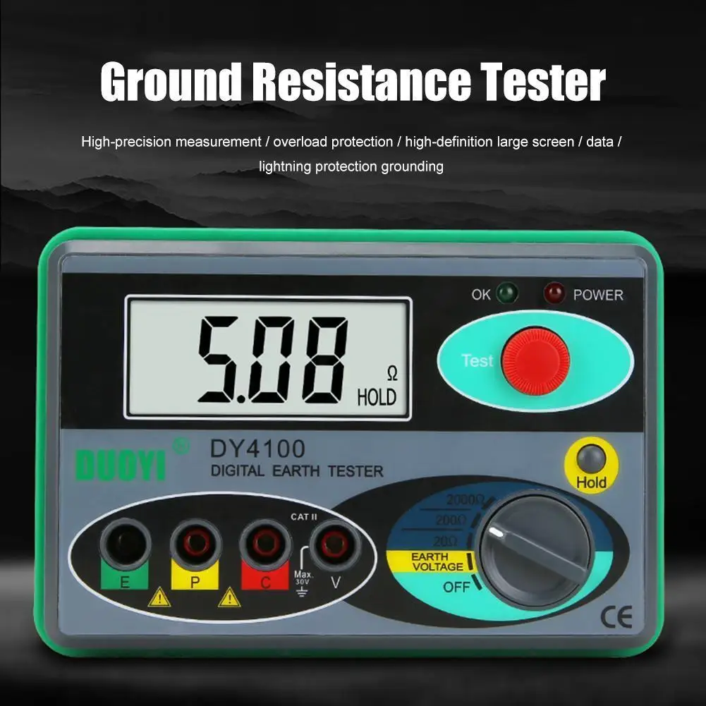 DY4100 Insulation Earth Resistance Ohm Tester Digital Megohmmeter Earth ...