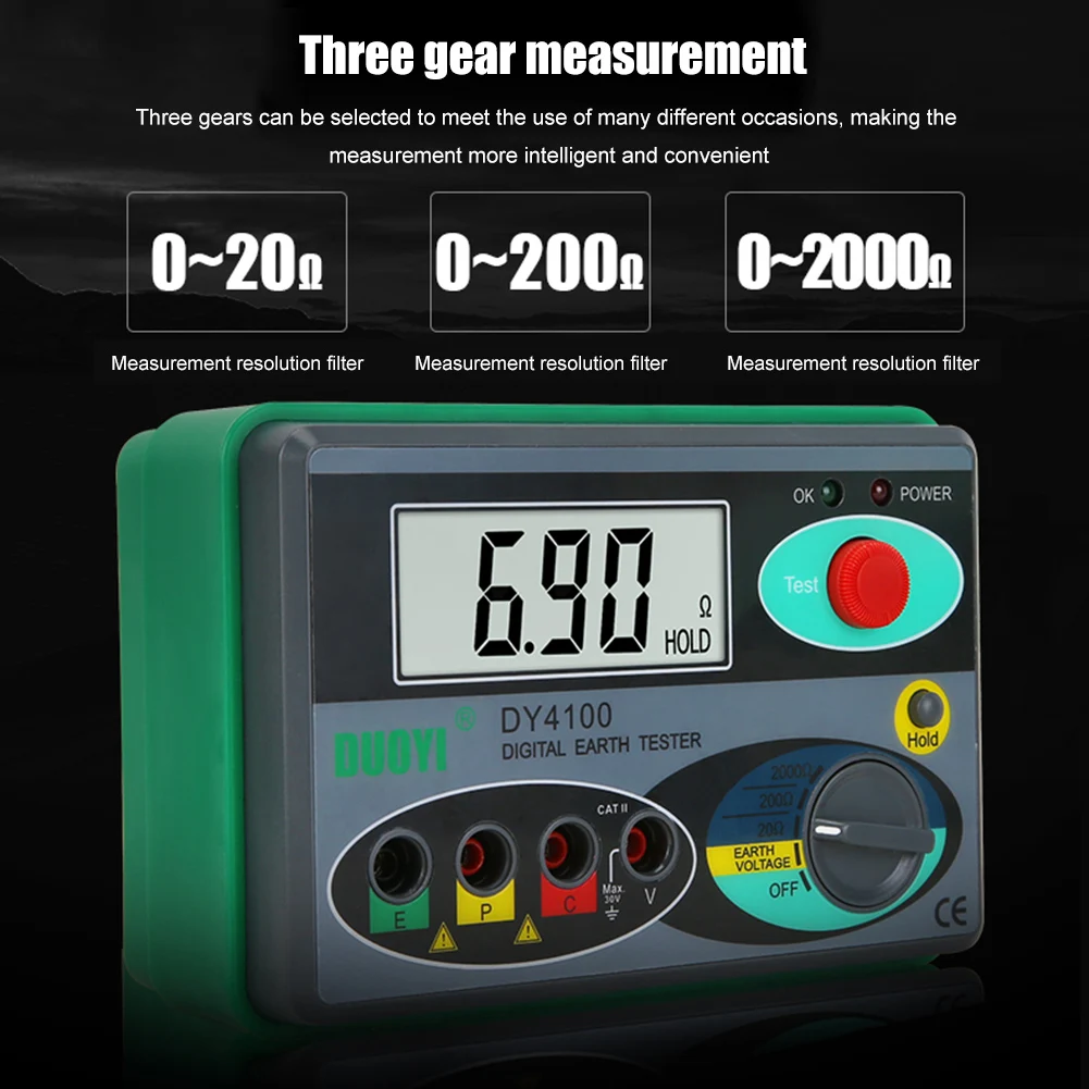 DY4100 Insulation Earth Resistance Ohm Tester Digital Megohmmeter Earth ...