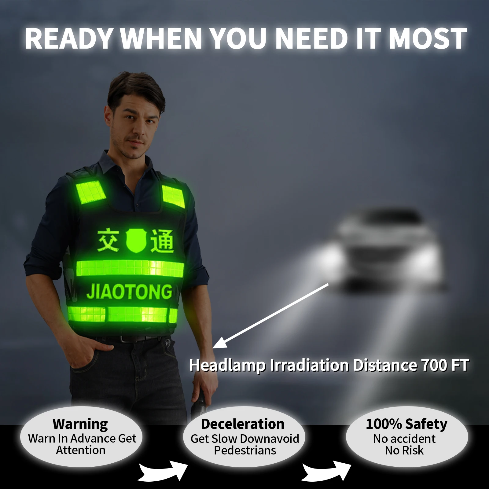 High Visibility Reflective Vest Mens Construction Worker Night Runner ...