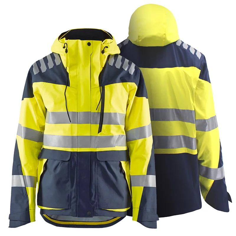 High Visibility Winter Jacket Fleece Inside Patchwork Hooded Workwear ...