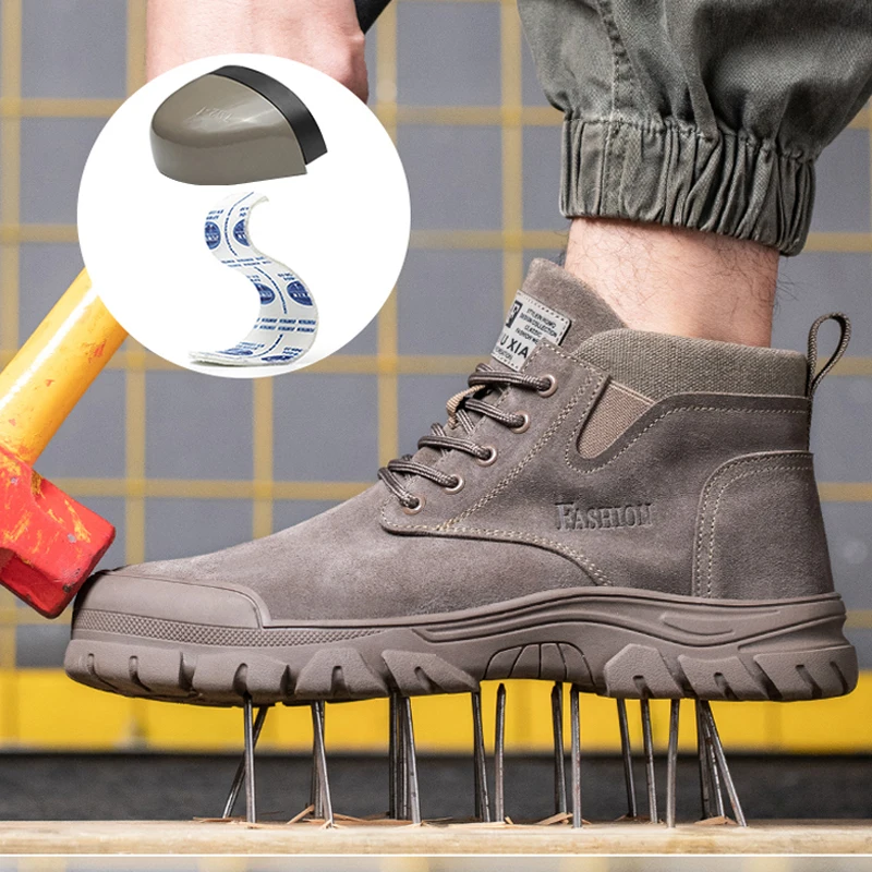 High-quality Work Boots Safety Steel Toe Shoes Men Anti-smash Anti ...