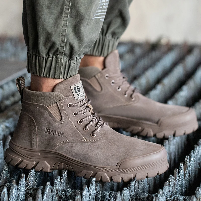 High-quality Work Boots Safety Steel Toe Shoes Men Anti-smash Anti ...
