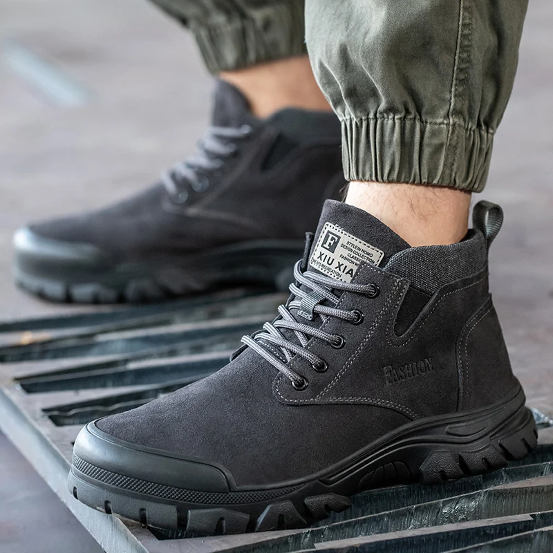 High-quality Work Boots Safety Steel Toe Shoes Men Anti-smash Anti ...