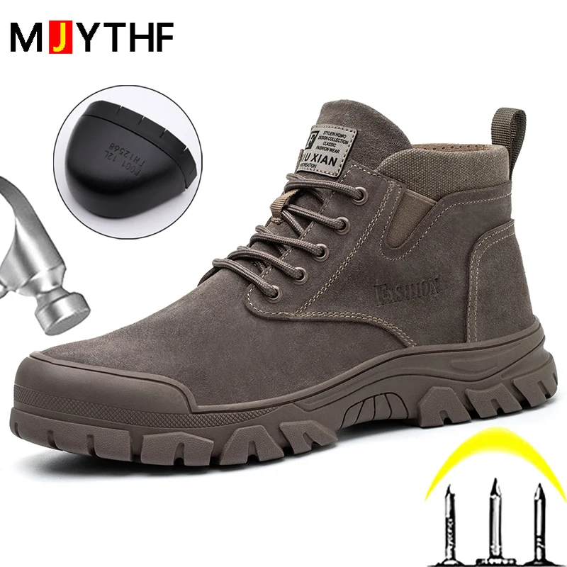 High-quality Work Boots Safety Steel Toe Shoes Men Anti-smash Anti ...