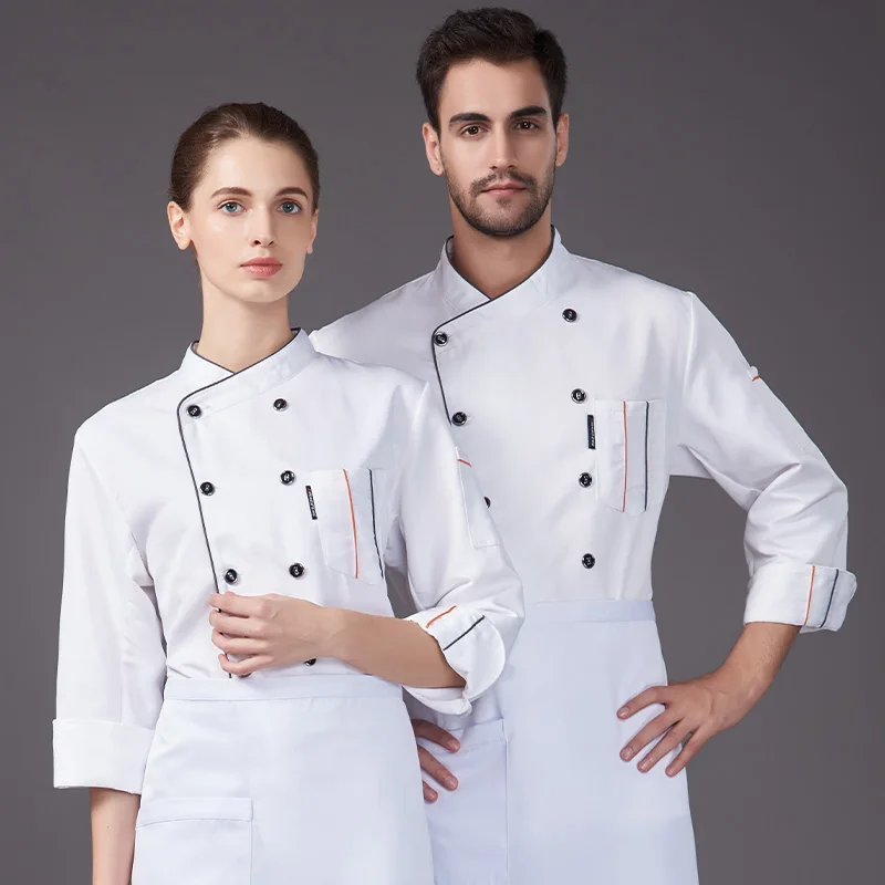 Long Sleeve Cook's Jacket Hotel Female Chef Uniform Restaurant Kitchen ...