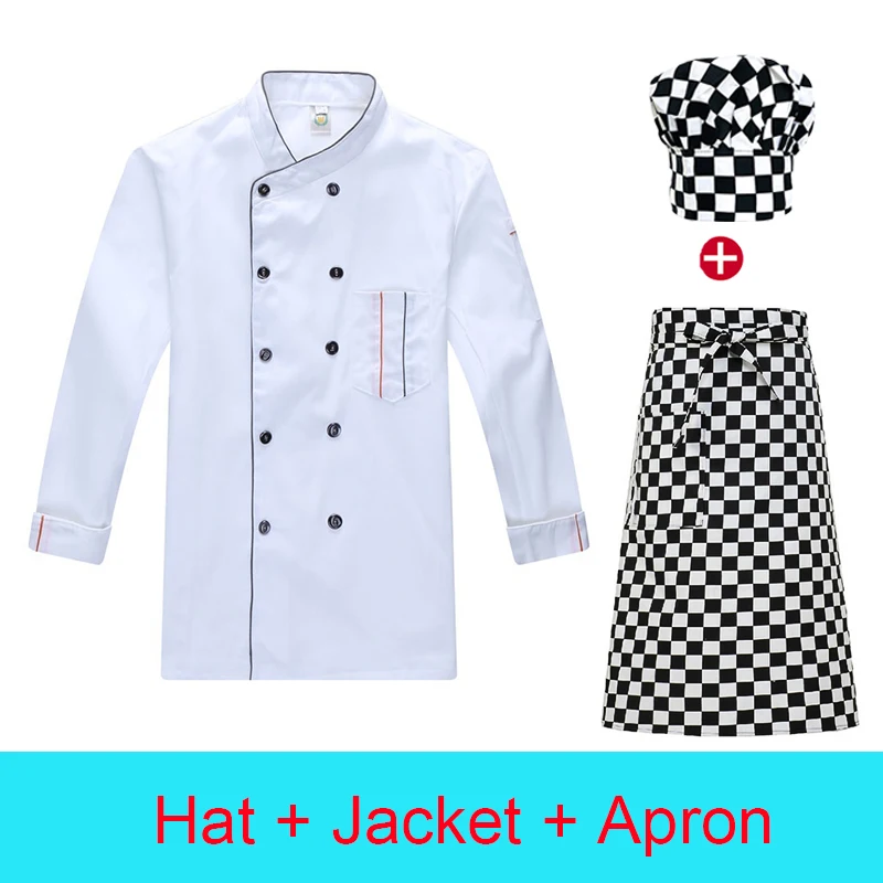 Long Sleeve Cook's Jacket Hotel Female Chef Uniform Restaurant Kitchen ...