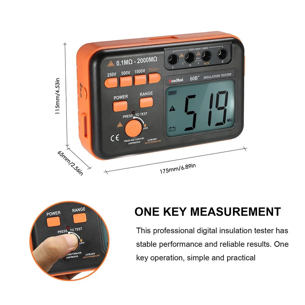 Multimeter Insulation Electrical Test AC 250V/500V/1000V Megohmmeter ...