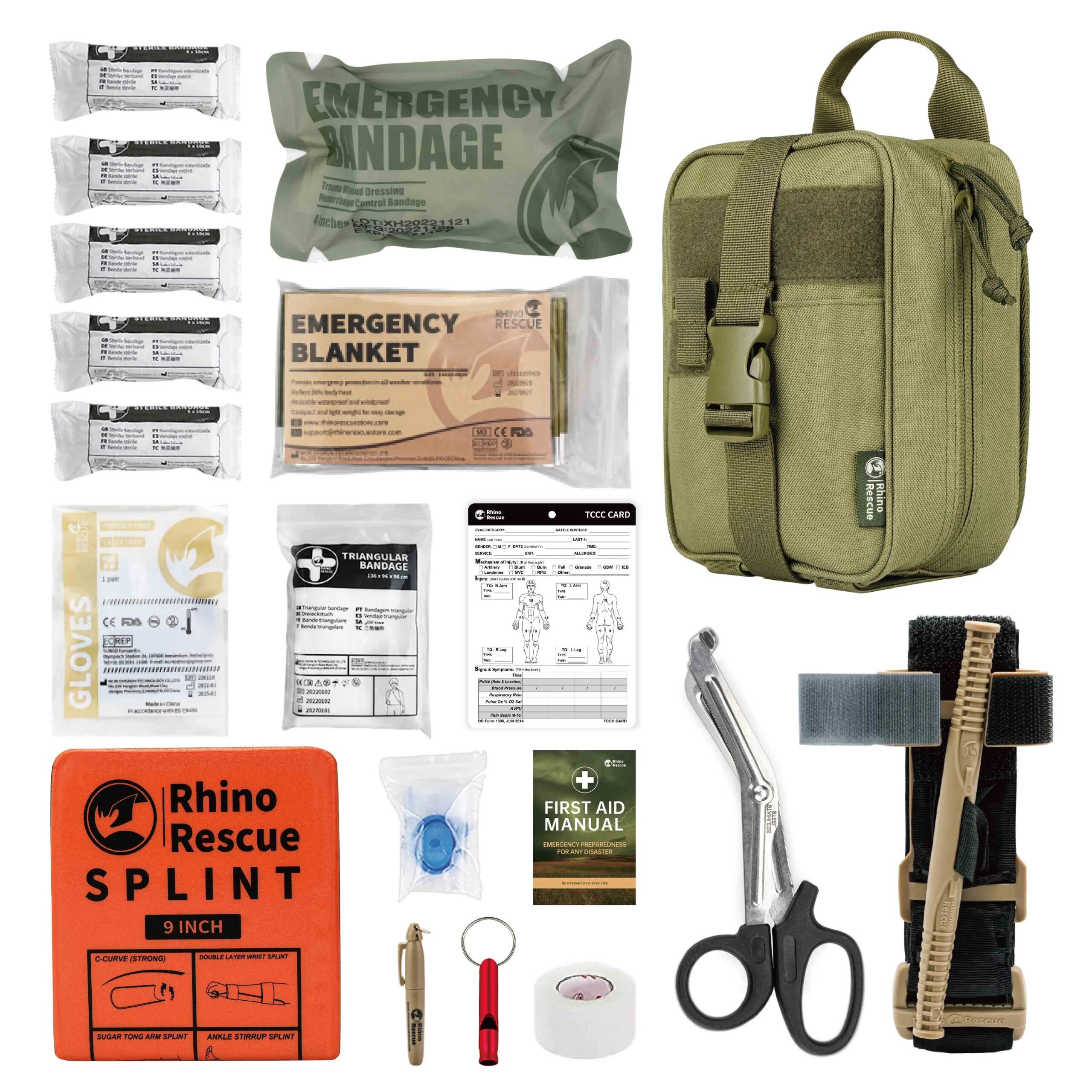 Rhino First Aid Survival Kit Tactical IFAK Pouch Supplied Camping Kit ...