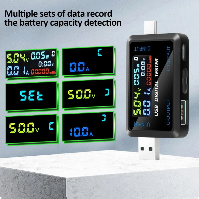 Type-C/USB Voltage Meters Current Voltage Capacity Battery Tester ...