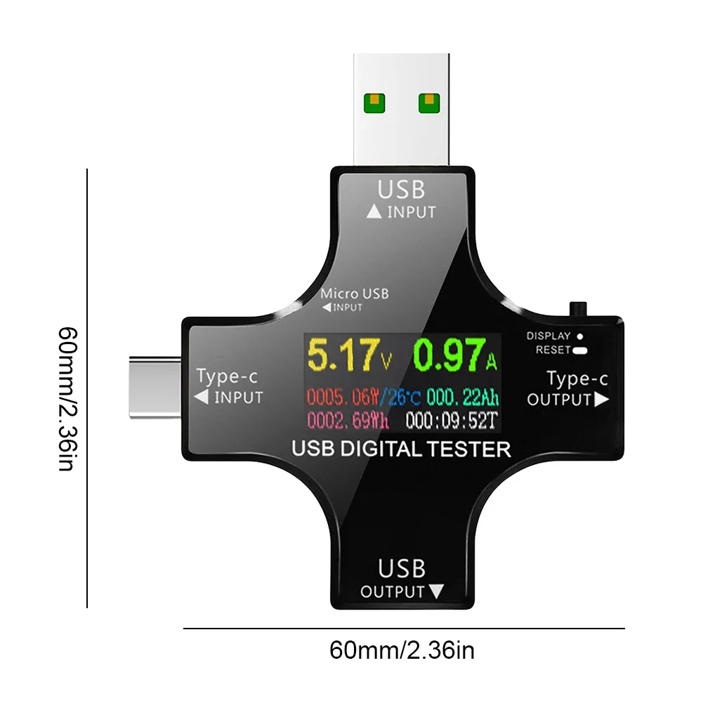 Voltage Current Meter Type-C PD Ammeter Detector Color Digital Display ...