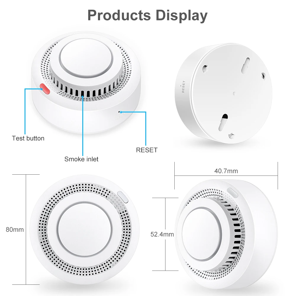 Wifi/Zigbee Tuya Smart Smoke Detector Sensor Wireless Fire Protection ...