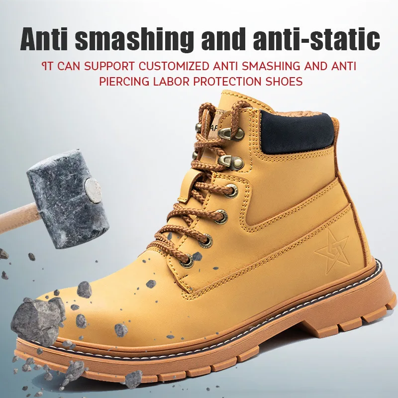 high-top Work Boots For Men Anti-smash Anti-puncture Work Shoes with ...