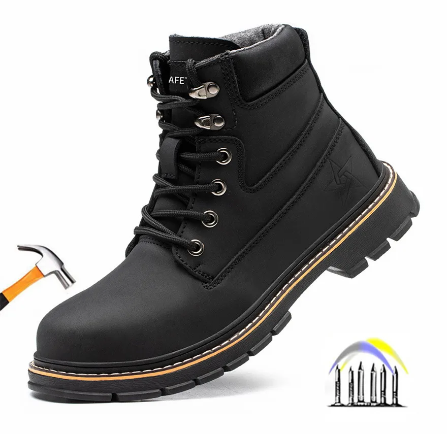 high-top Work Boots For Men Anti-smash Anti-puncture Work Shoes with ...