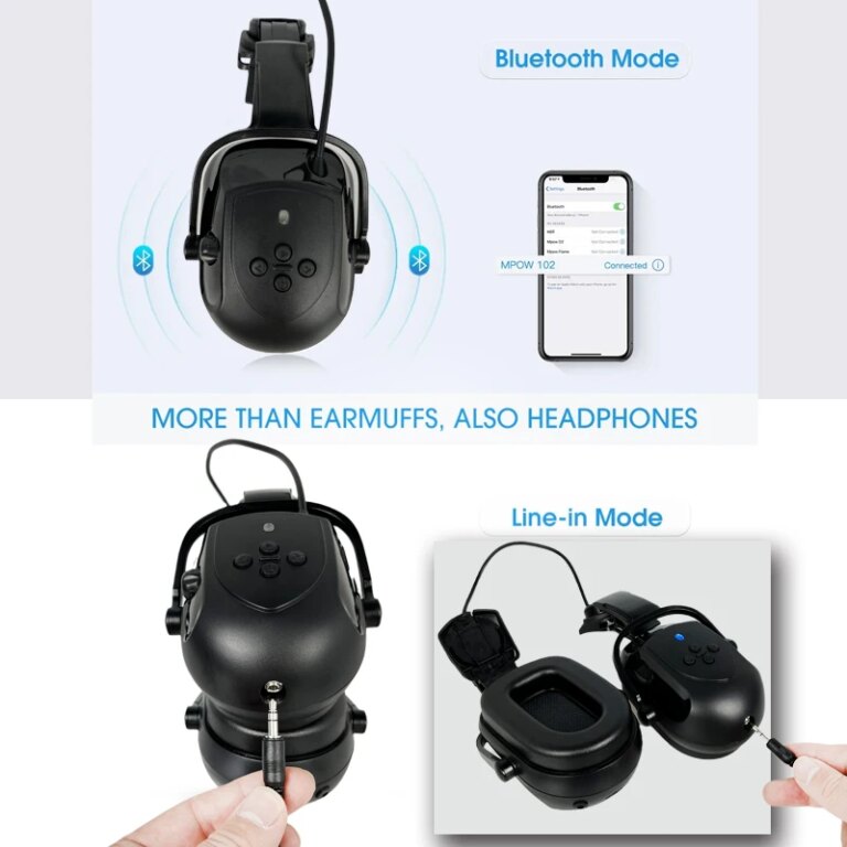 Industrial Safety Helmet With Visors Upgraded Bluetooth Earmuff Noise ...